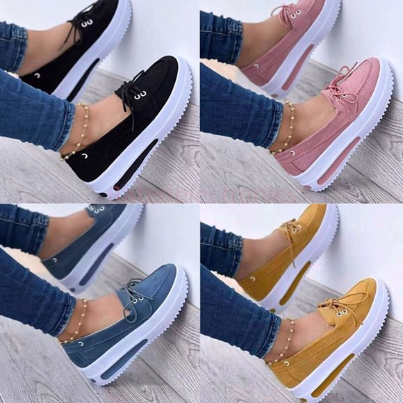 pizz | Shoes | Womens Block Shoes Slip On Closed Toe Platform Flat ...